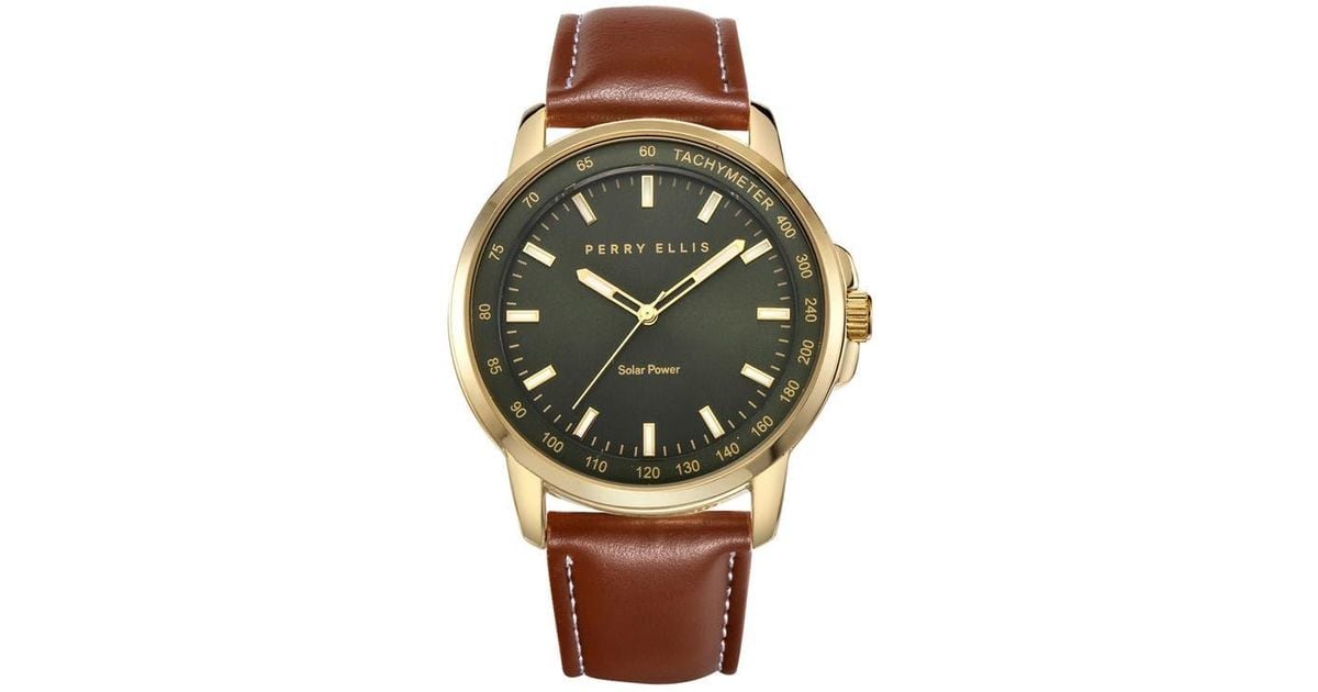 Perry Ellis Solar Powered 3-Hand Quartz Strap Watch, 41Mm in Gray for ...