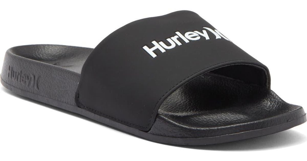 Hurley Wordmark Slide Sandal in Black for Men | Lyst