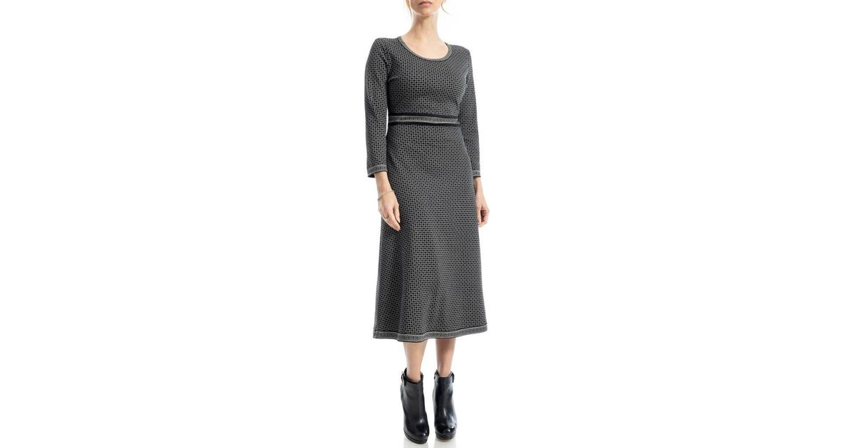 Max Studio Long Sleeve Midi Dress in Gray | Lyst