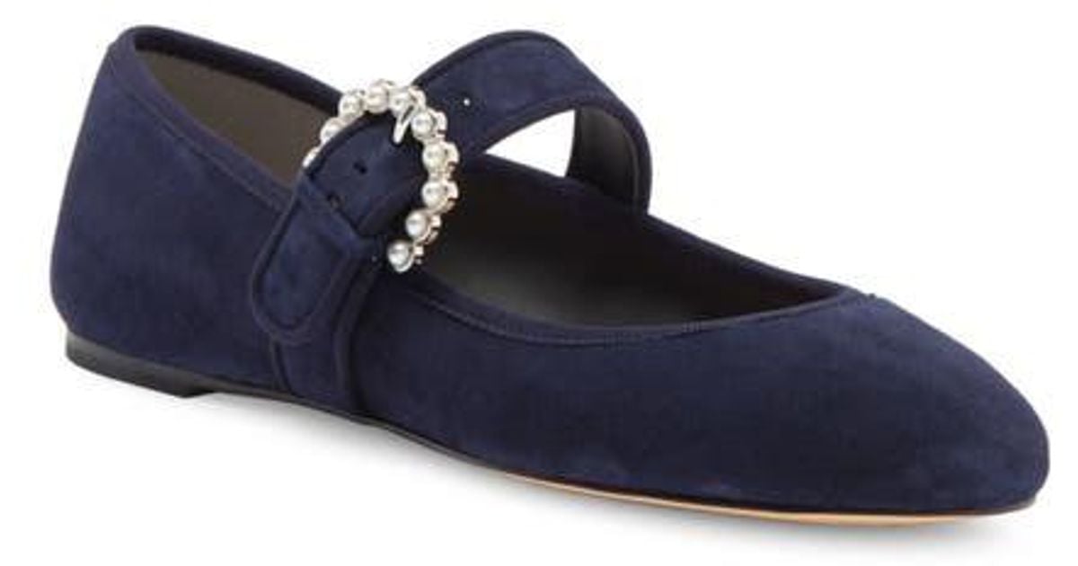 Stuart Weitzman Piper Mary Jane Ballet Flat in Blue | Lyst