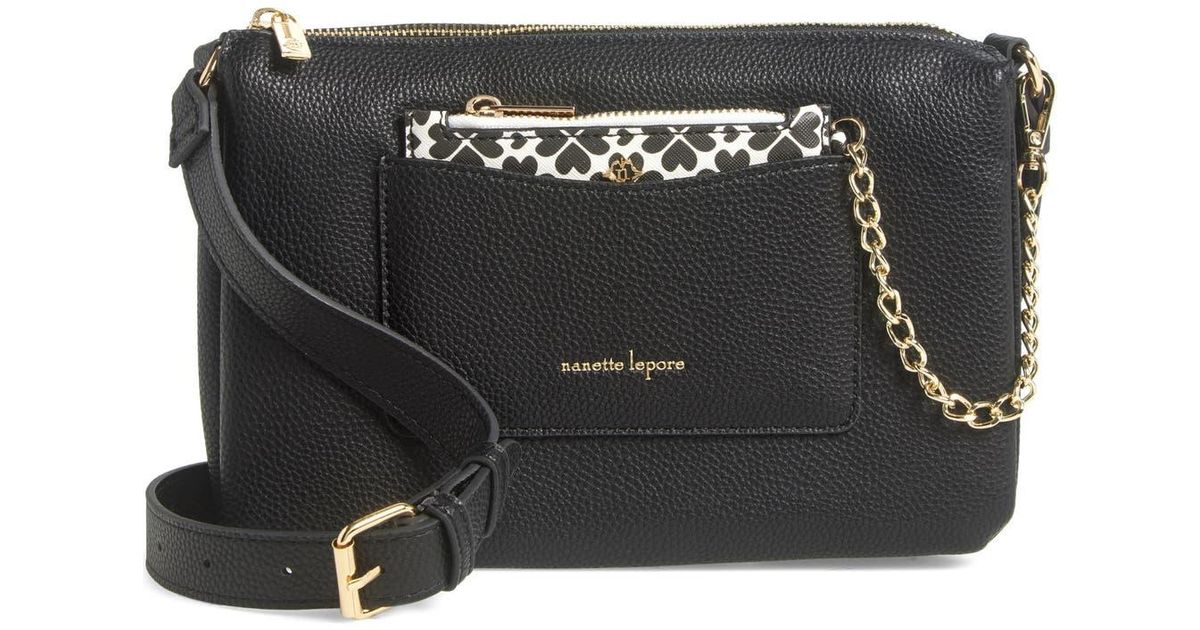 Nanette Lepore Triple Section Crossbody Bag in Black | Lyst