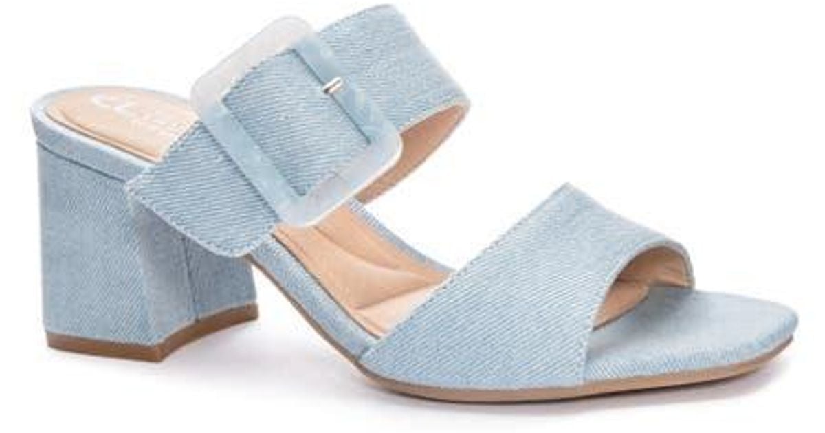 Cl By Laundry Betty Denim Slide Sandal in White | Lyst