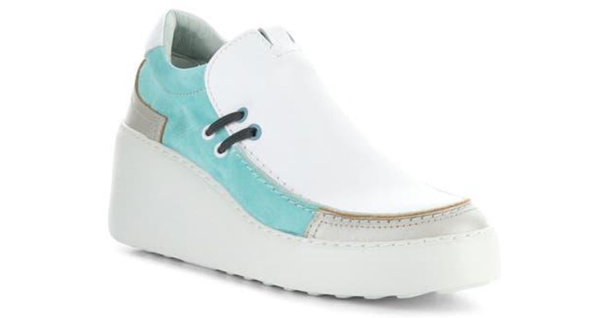 Fly London Davy Platform Wedge Sneaker in Blue | Lyst
