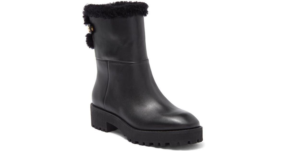 Stuart Weitzman Genuine Shearling Cooper Chill Bootie in Black | Lyst