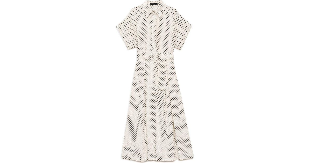 Mango Adela Polka Dot Belted Shirtdress in White | Lyst