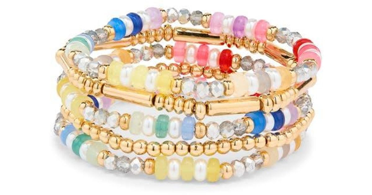Nordstrom Rack Set Of 5 Beaded Stretch Bracelets | Lyst