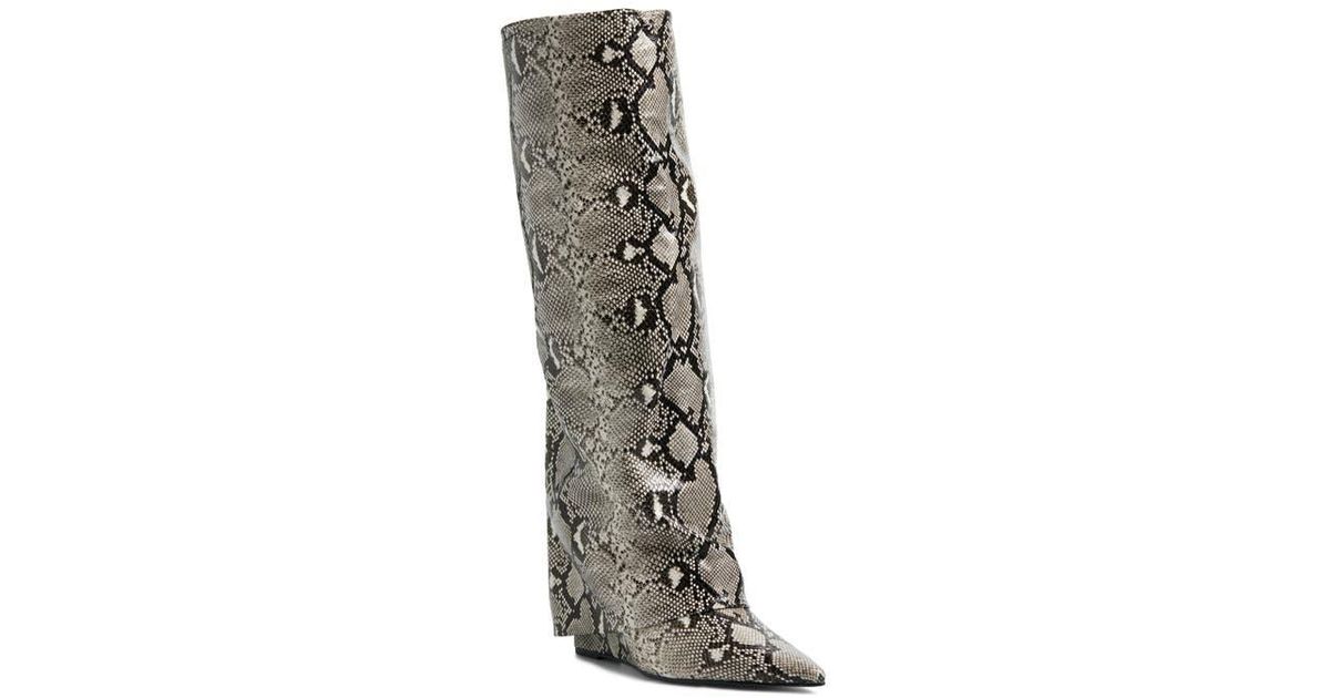 Steve Madden Paley Snake Embossed Boot in White | Lyst