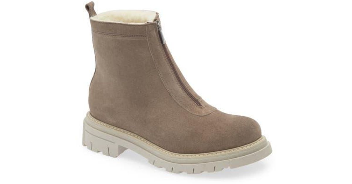 La Canadienne Deon Genuine Shearling Waterproof Bootie in Brown | Lyst