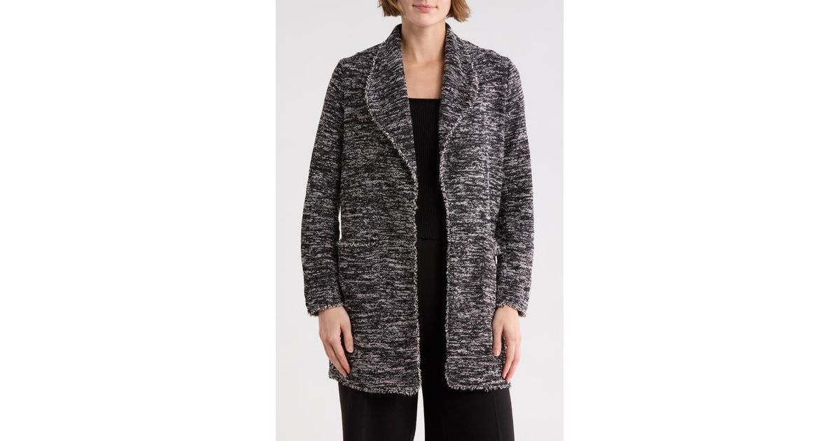 Max Studio Tweed Longline Jacket in Black | Lyst