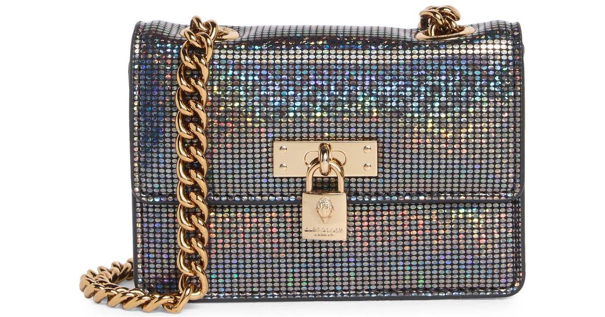 Kurt Geiger Micro Brixton Iridescent Metallic Crossbody Bag in Blue | Lyst