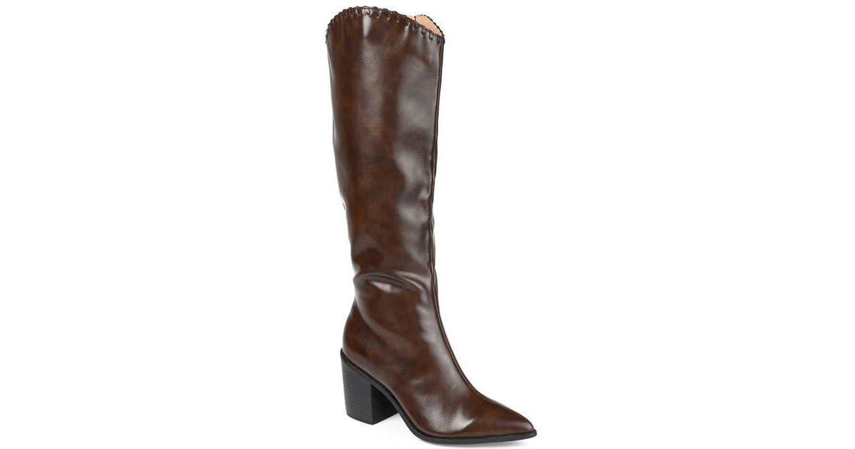 Journee Collection Daria Whipstitch Tall Vegan Leather Western Boot in ...