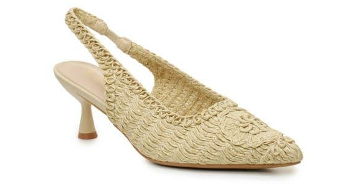 Nicole Miller Woven Raffia Slingback Pump in Metallic | Lyst