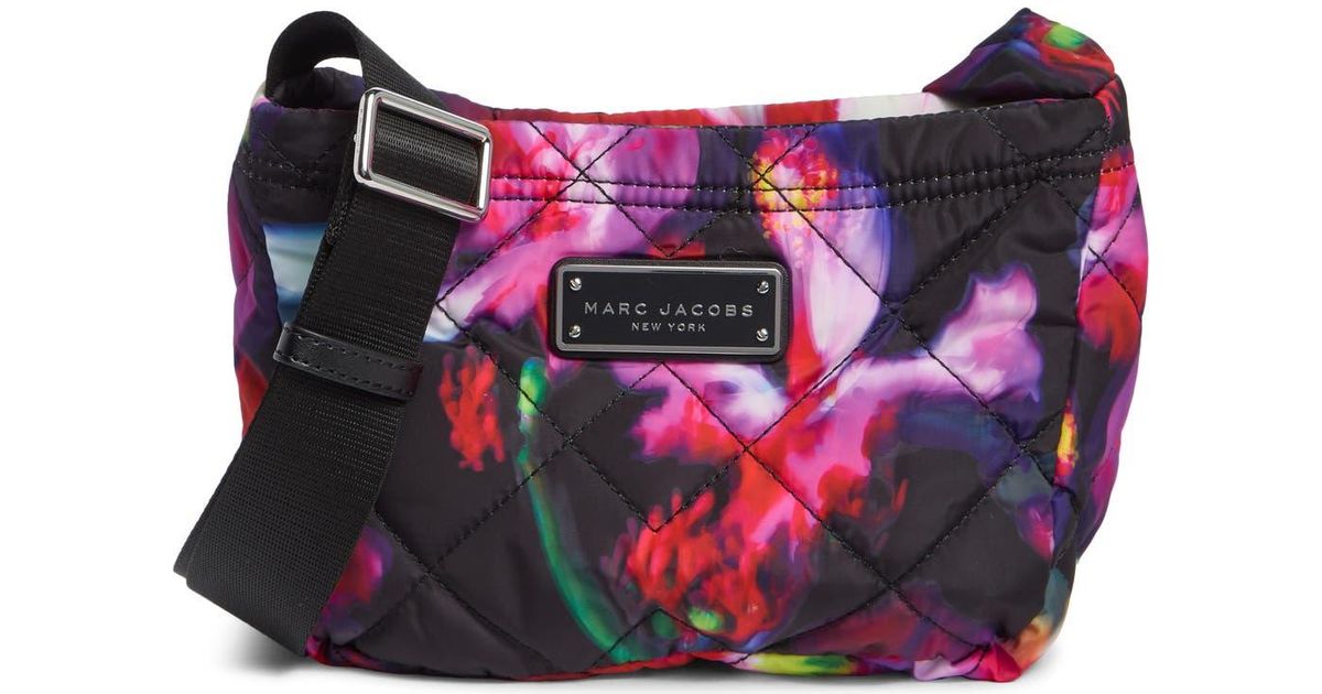 Marc Jacobs Floral Print Quilted Nylon Crossbody Bag in Pink | Lyst