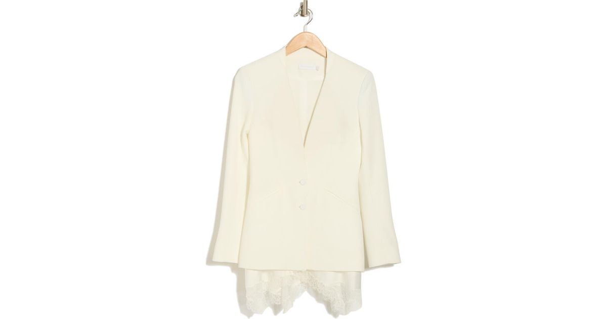 Jonathan Simkhai Jonathan Lace Trim Combo Crepe Basque Jacket in ...