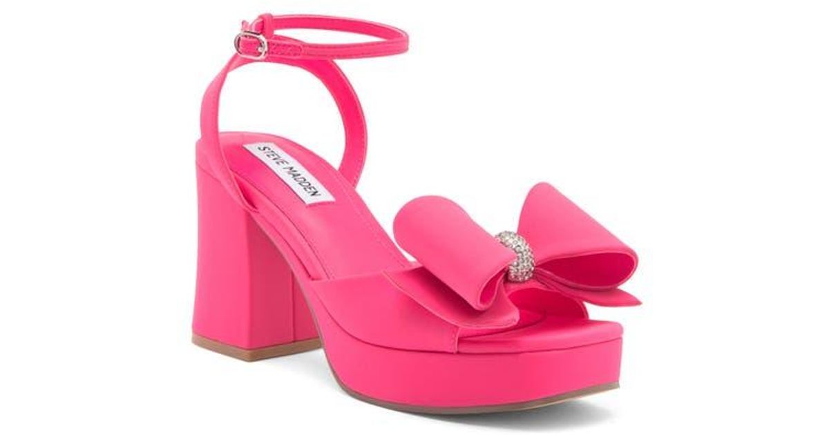 Steve Madden Aerin Bow Platform Sandal in Pink | Lyst