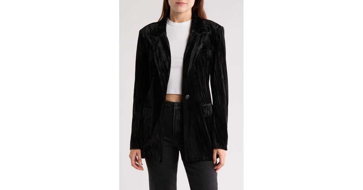 Wishlist Velvet One-Button Blazer in Black | Lyst