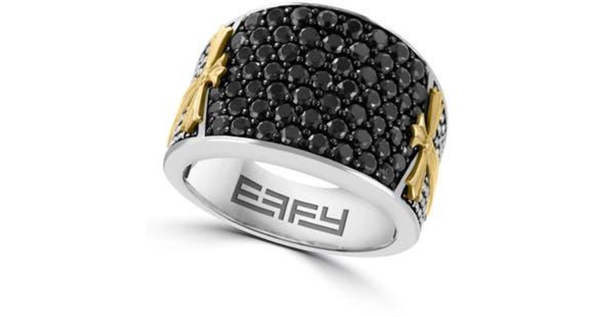 Effy Spinel Cross Two-Tone Ring in Black for Men | Lyst