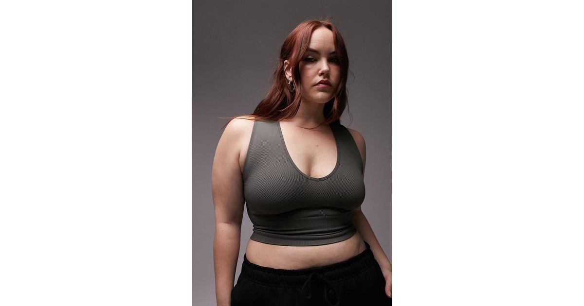 Topshop Curve V Neck Crop Tank Top In Black Lyst