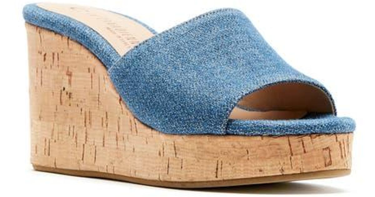 La Canadienne Forrest Platform Wedge Slide Sandal in Blue | Lyst