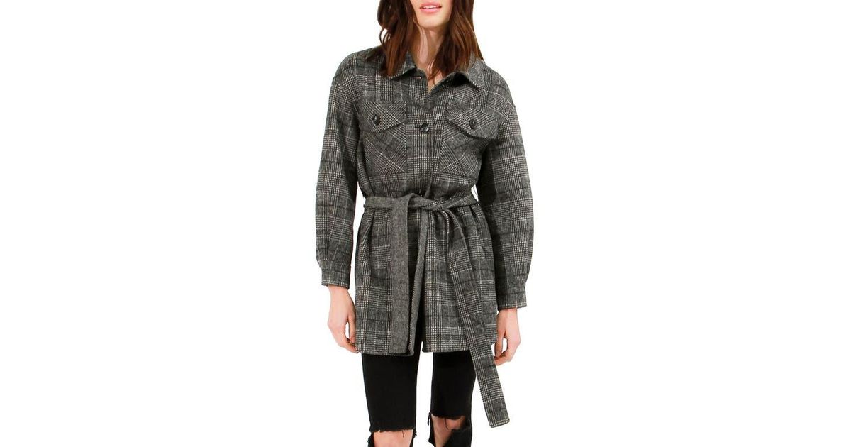 Belle & Bloom Back Together Plaid Wool Blend Coat in Gray | Lyst