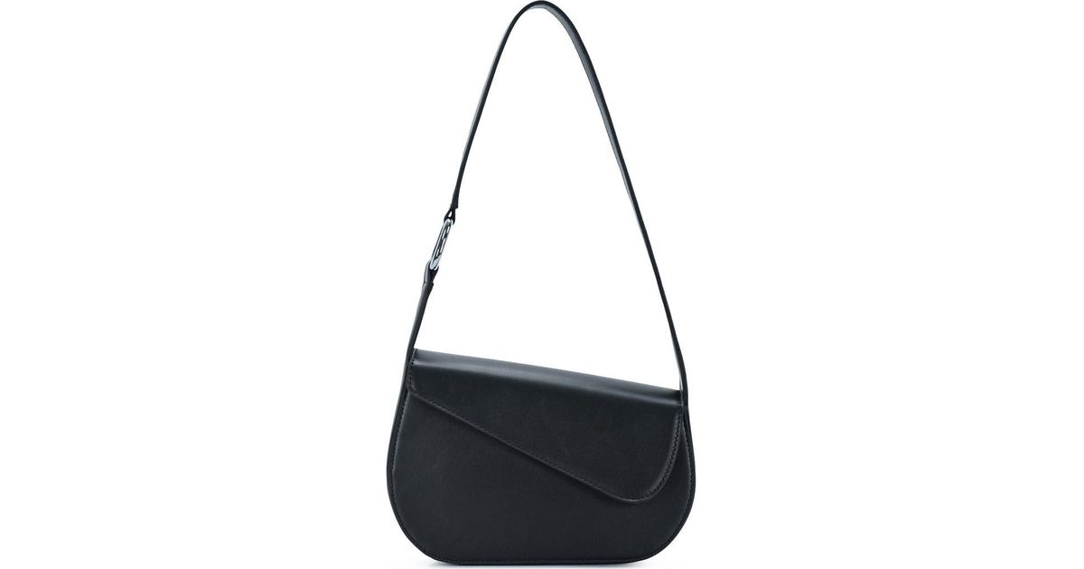 Rachel Zoe Asymmetric Flap Shoulder Bag in Black | Lyst