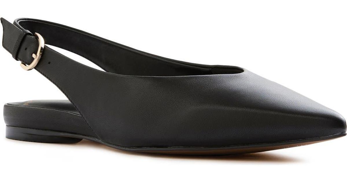 Frankie Luna Pointed Toe Slingback Flat in Black | Lyst