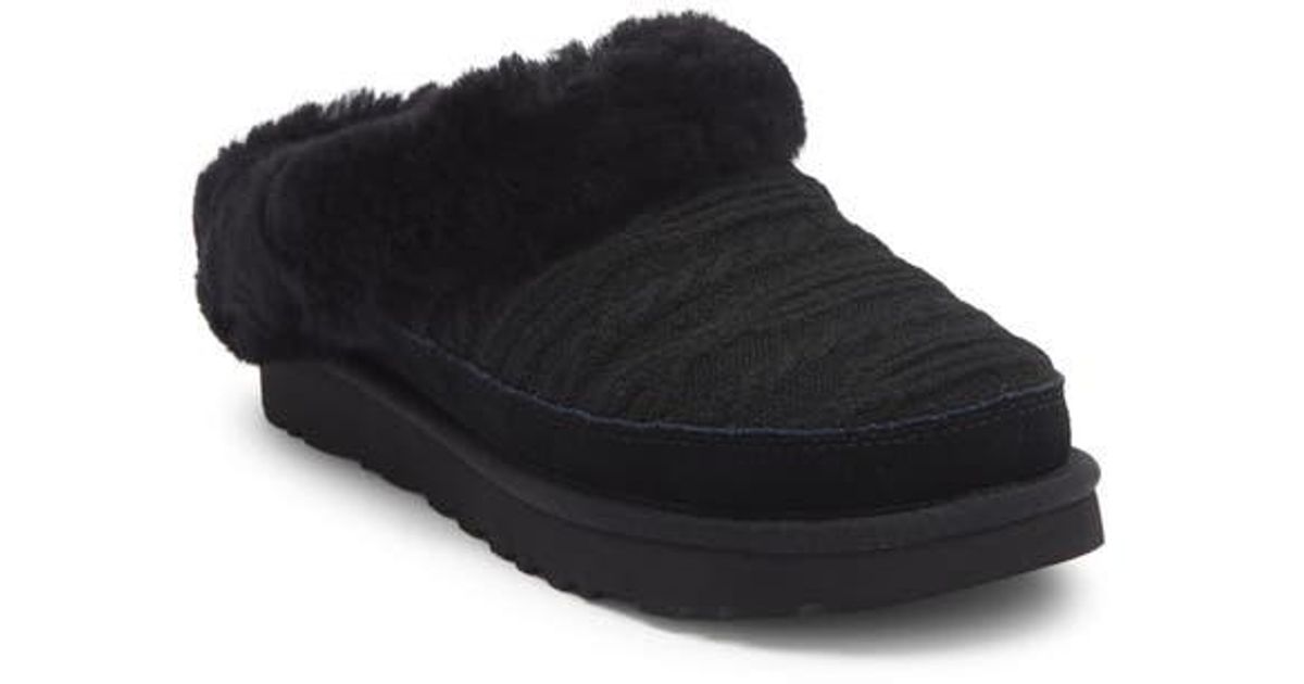 UGG Cluggette Genuine Shearling Lined Indoor/Outdoor Slipper in Black ...