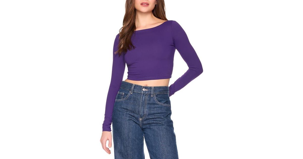 Susana Monaco Scoop Back Crop Top in Purple | Lyst