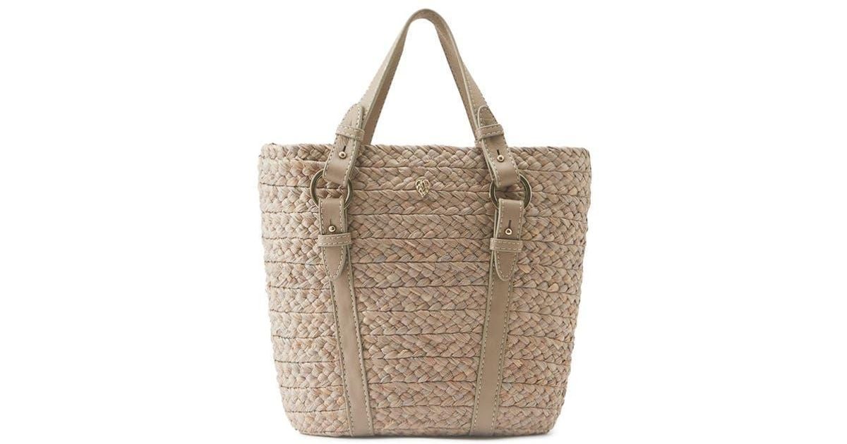 Helen Kaminski Pinimil Woven Raffia Satchel in Natural | Lyst