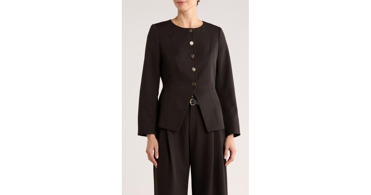 Gemma Jane Hammered Button Cutaway Jacket in Black | Lyst