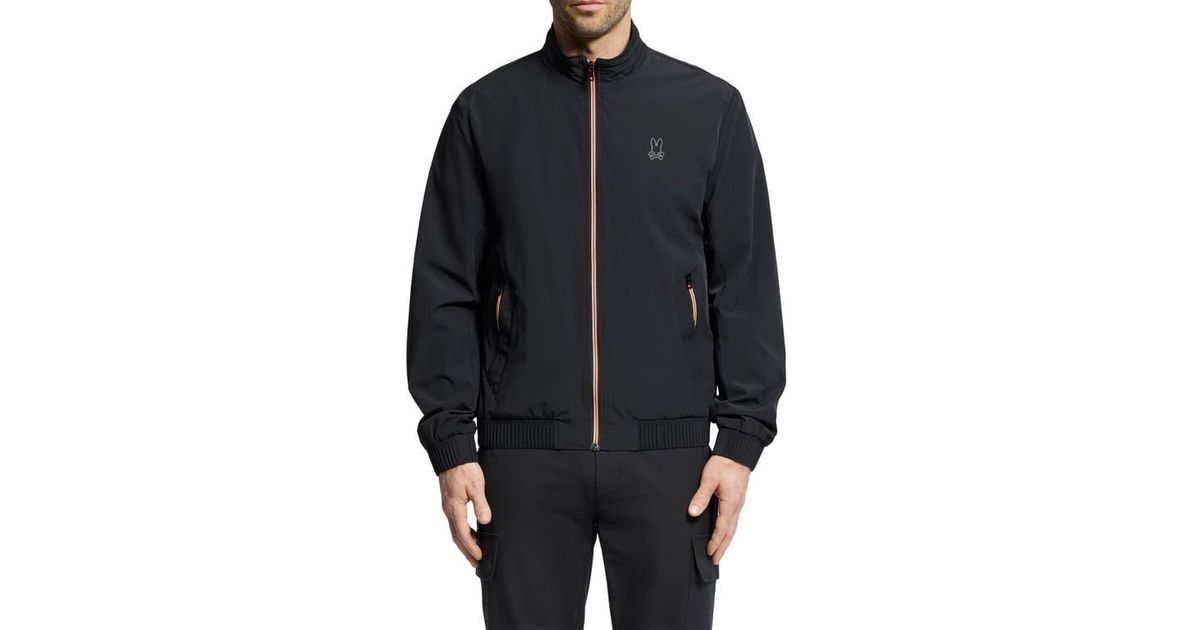 Psycho Bunny Chinos Woven Stretch Nylon Jacket in Black for Men | Lyst