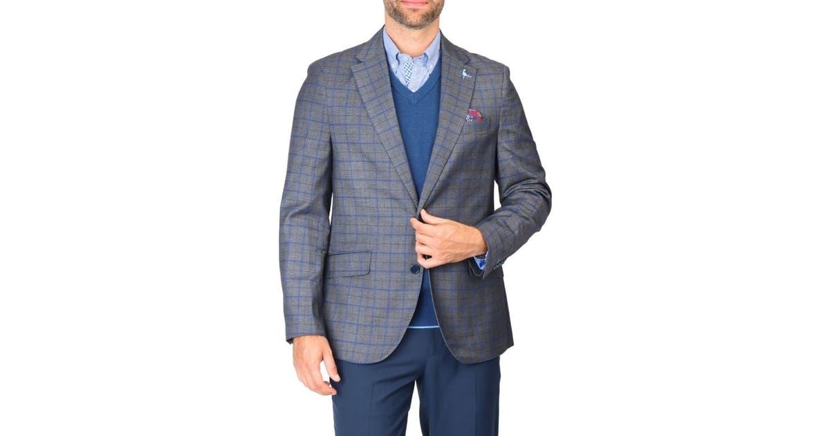 Tailorbyrd Classic Mélange Windowpane Sport Coat in Blue for Men | Lyst