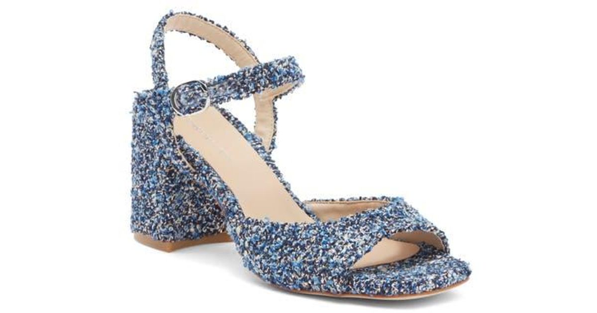 Stuart Weitzman Tia 75 Block Heel Sandal in Blue | Lyst