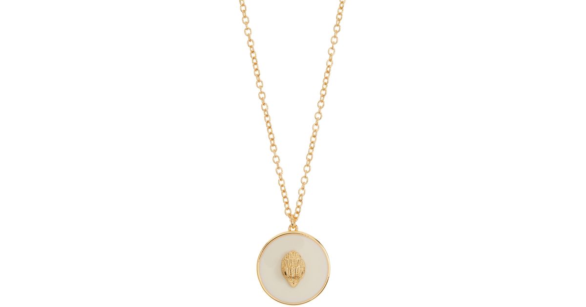 Kurt Geiger Eagle Head Round Pendant Necklace In Metallic Lyst