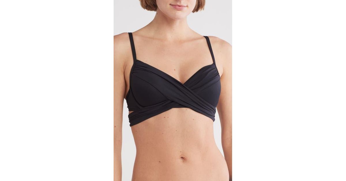La Blanca Wrap Bra Top in Black | Lyst