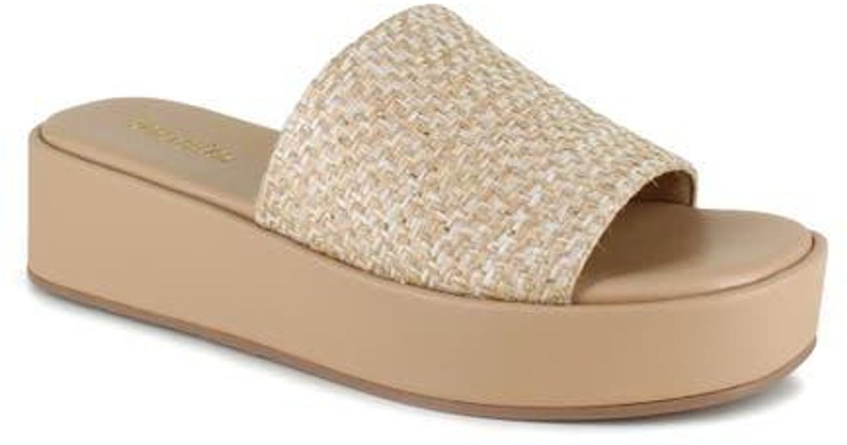 Kensie Carla Faux Raffia Platform Slide Sandal | Lyst
