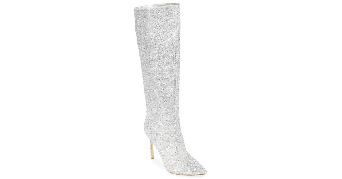 Billini Rhinestone Embellished Pointed-Toe Boots in White | Lyst