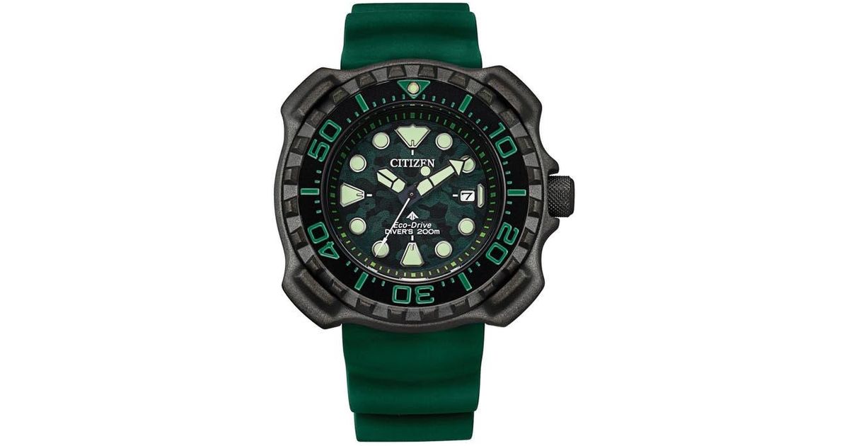Citizen Promaster Dive Faux Leather Strap Watch, 46Mm in Green for Men ...
