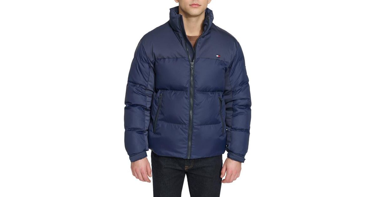 Tommy Hilfiger Matte Water Resistant Puffer Jacket in Blue for Men | Lyst