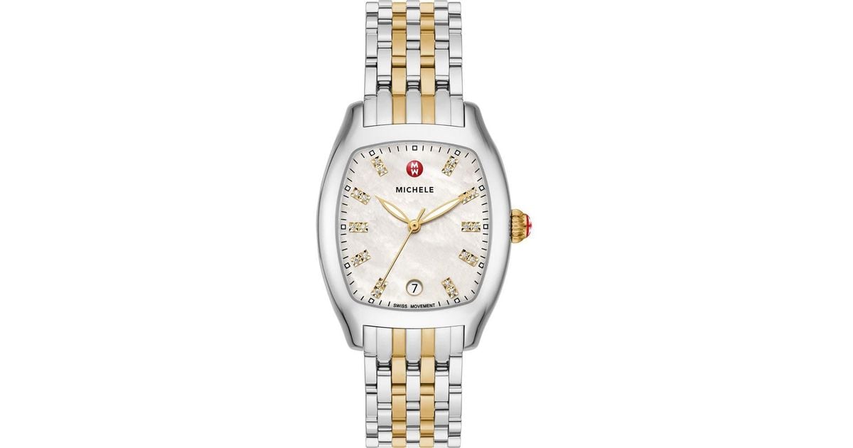 Michele Jolie Diamond Two-Tone Bracelet Watch, 40Mm in Metallic | Lyst