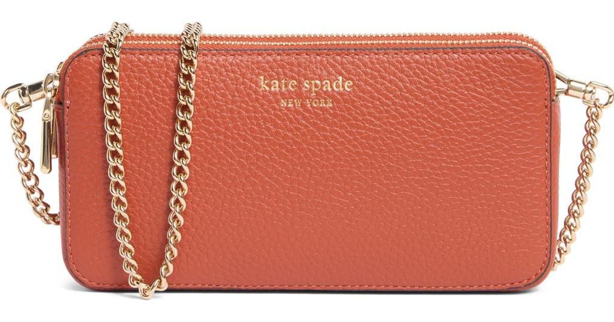 Kate Spade Taylor Pebbled Leather Double Zip Crossbody Bag in Red | Lyst