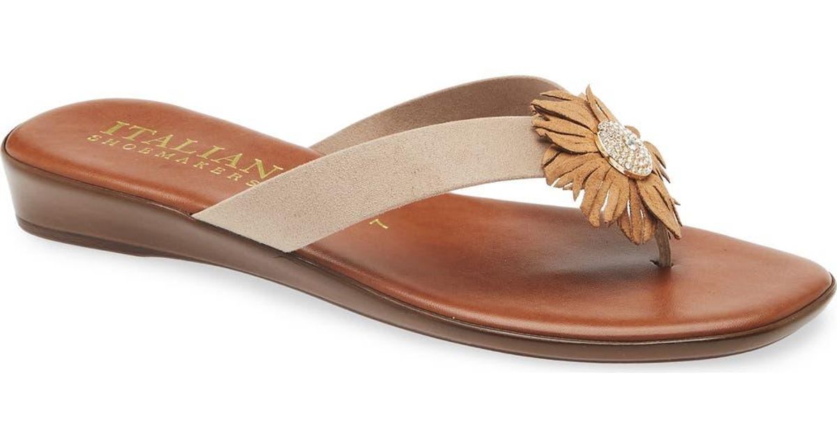 Italian Shoemakers Olaina Flower Sandal in Brown | Lyst