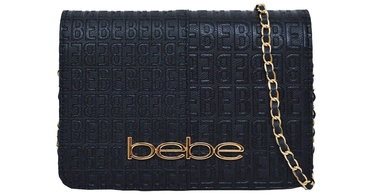 Bebe Ailey Embossed Large Crossbody Bag in Blue | Lyst