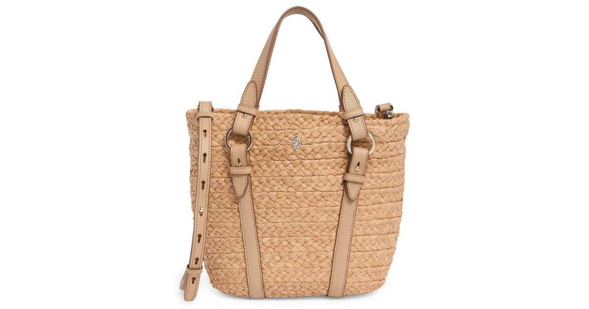 Helen Kaminski Pinimil Woven Raffia Satchel in White | Lyst