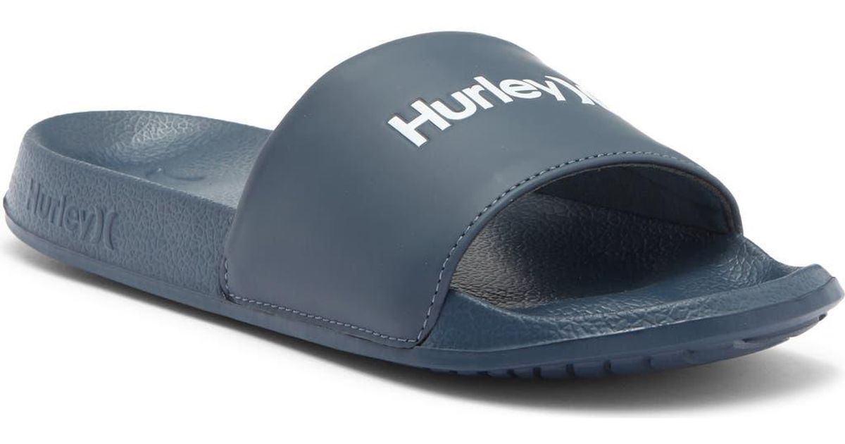 Hurley Wordmark Slide Sandal in Blue for Men | Lyst
