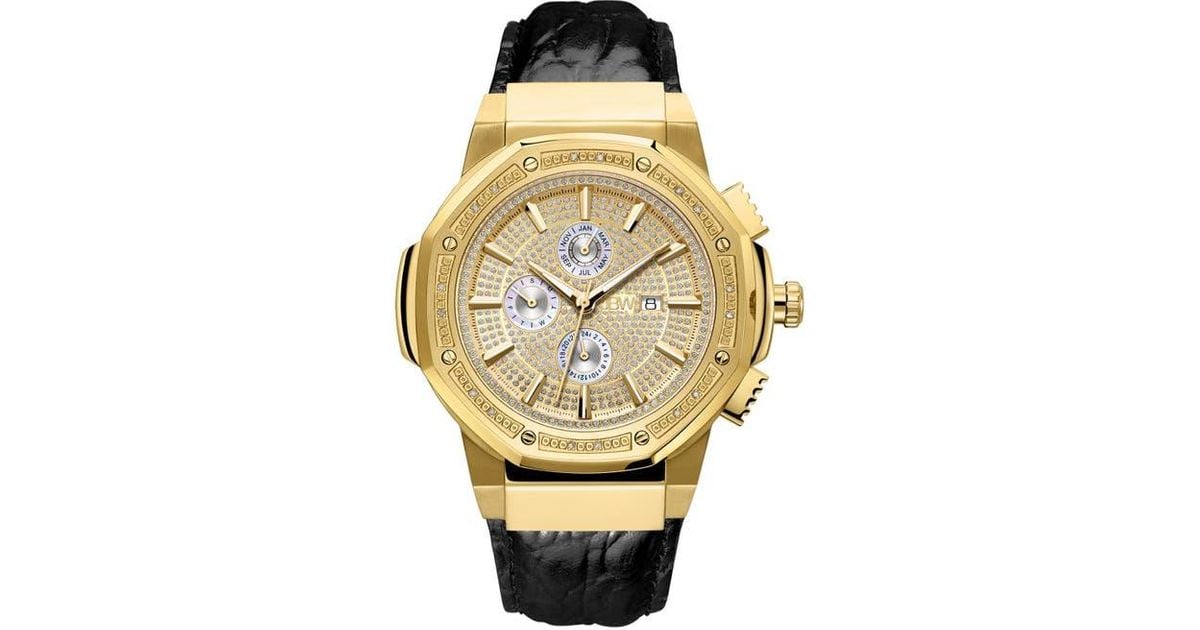 JBW Saxon Diamond Croc Embossed Leather Strap Watch, 48Mm in Metallic ...