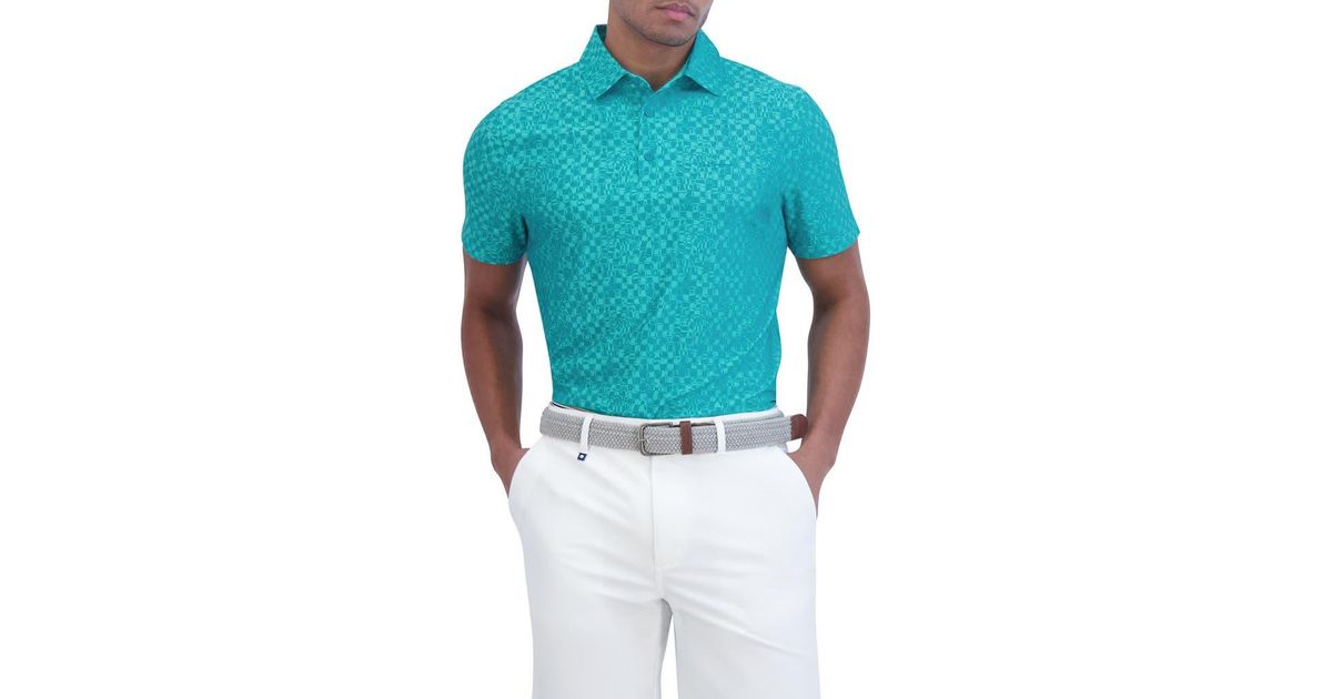 Ben Sherman Twisted Checker Tech Jersey Sports Polo in Blue for Men | Lyst