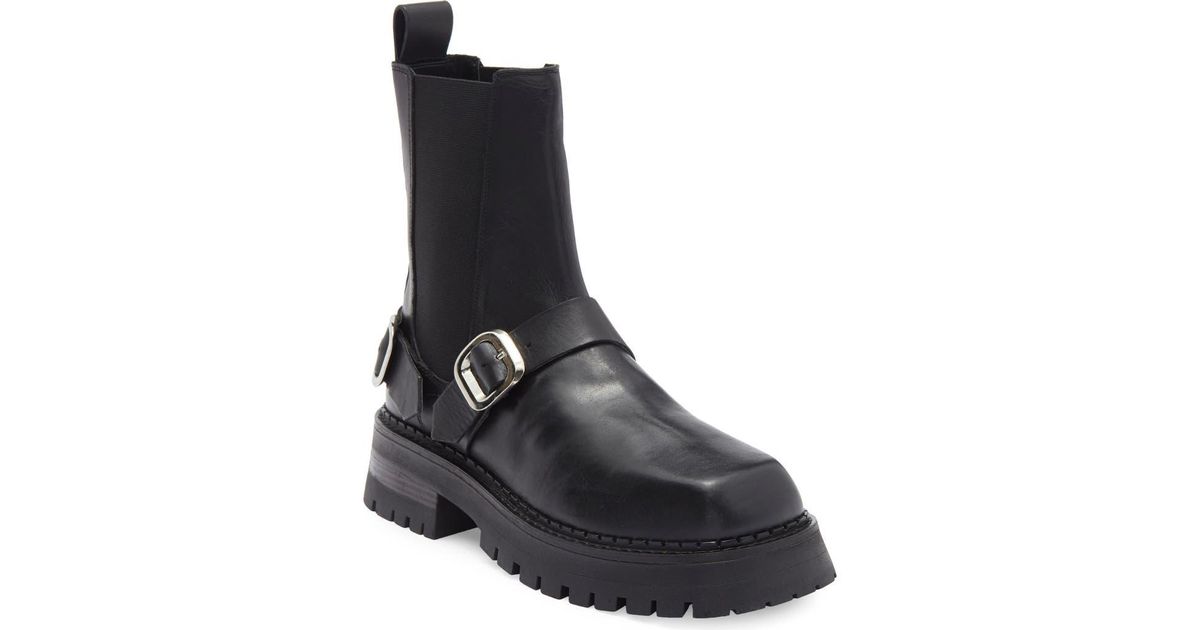 ASOS Arena Leather Harness Boot in Black | Lyst