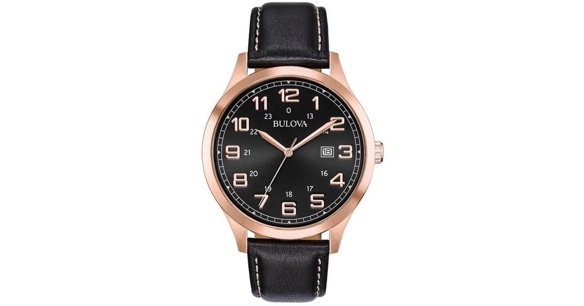 Bulova Classic Leather Strap Watch, 42Mm in Black for Men | Lyst