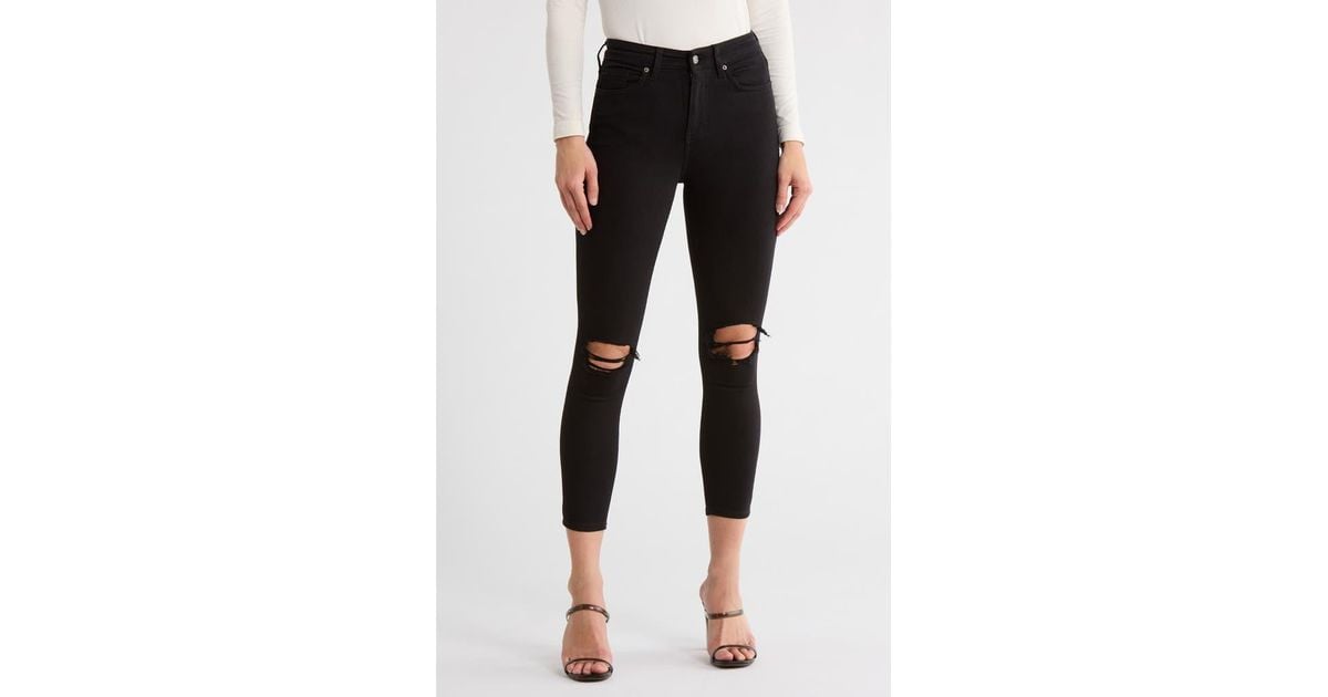 TOPSHOP Jamie Ripped Knee Jeans in Black | Lyst